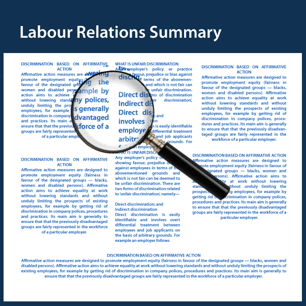 Labour Relations Summary - Wallchart - SEIFSA